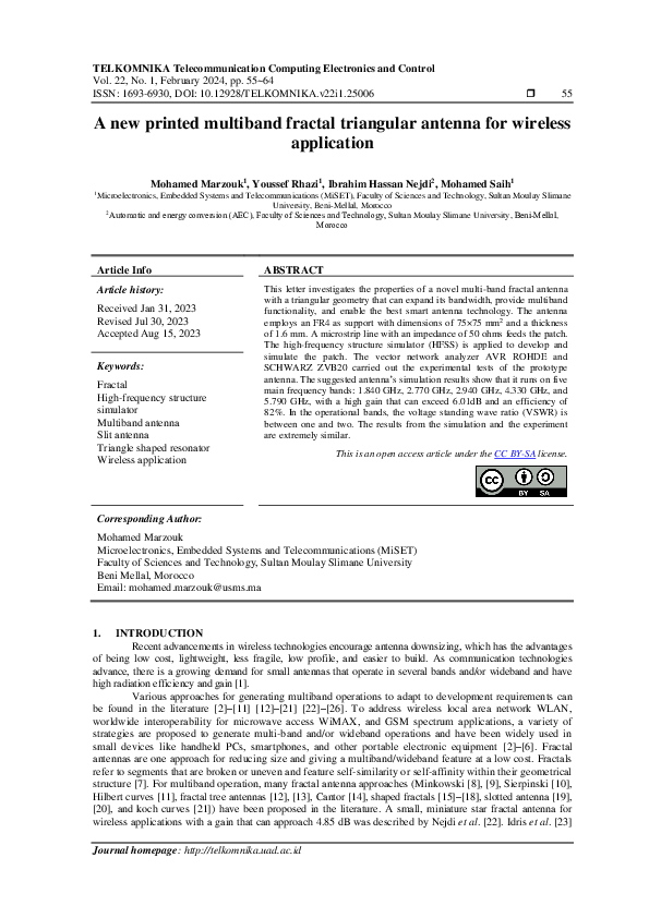 (PDF) A new printed multiband fractal triangular antenna for wireless ...