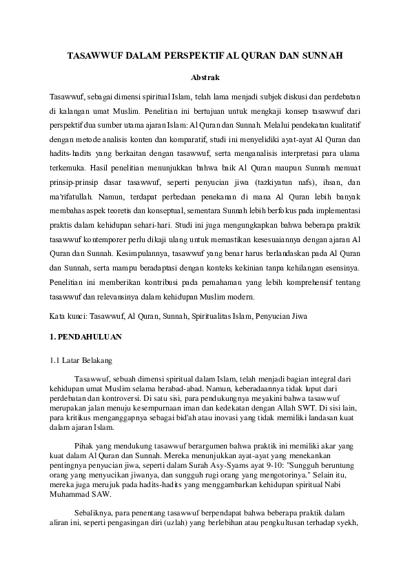 (PDF) TASAWWUF DALAM PERSPEKTIF AL QURAN DAN SUNNAH