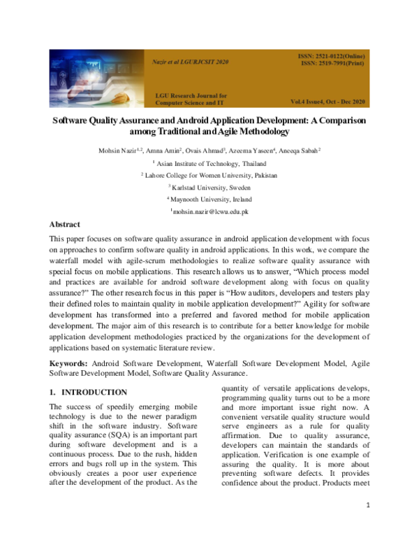 (PDF) Software Quality Assurance and Android Application Development: A ...