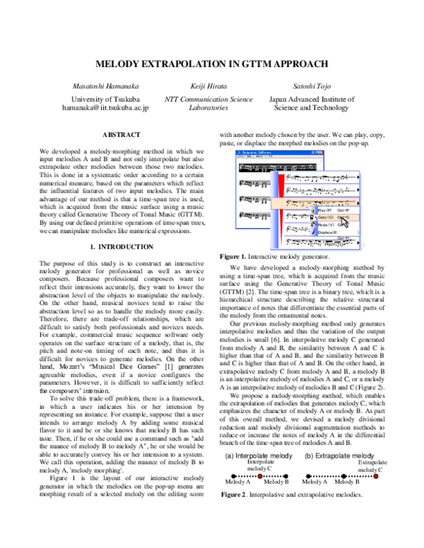 (PDF) Melody Extrapolation and Interpolation Using GTTM