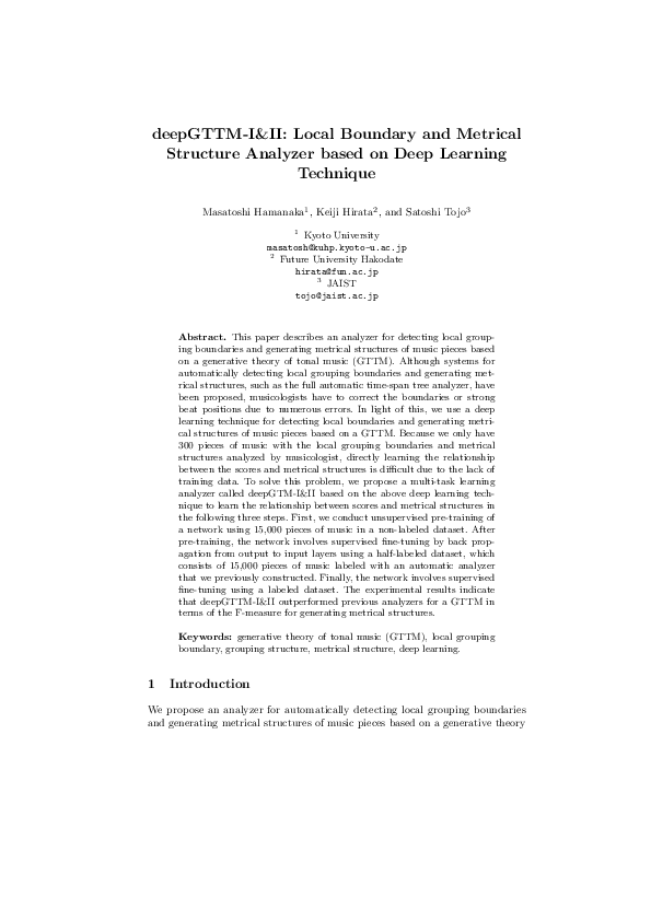 (PDF) deepGTTM-I Local Boundary and Metrical Structure Analyzer Based ...