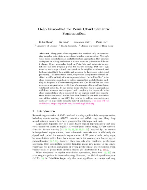 (PDF) Deep FusionNet for Point Cloud Semantic Segmentation