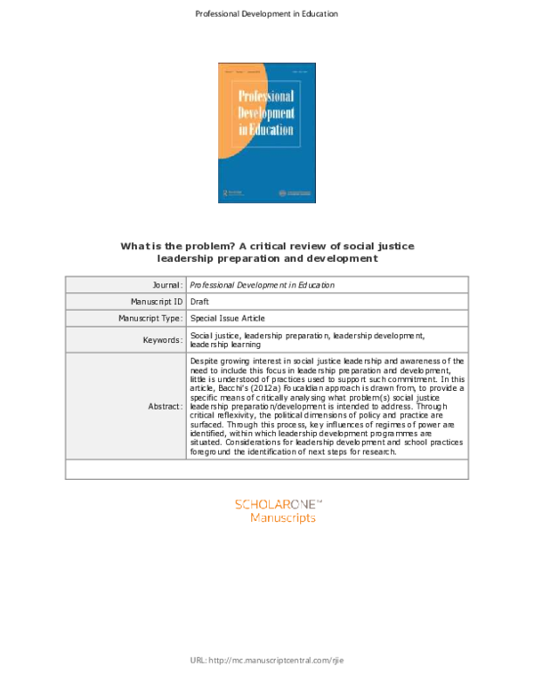 (PDF) What is the problem? A critical review of social justice ...