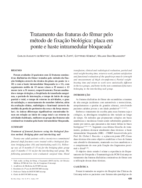(PDF) Tratamento das fraturas do fêmur pelo método de fixação biológica ...