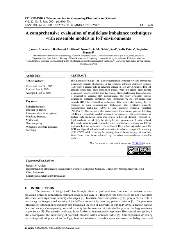 (PDF) A comprehensive evaluation of multiclass imbalance techniques with ensemble models in IoT ...