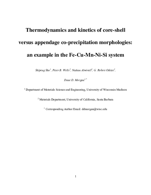 (PDF) Thermodynamics and kinetics of core-shell versus appendage co-precipitation morphologies ...