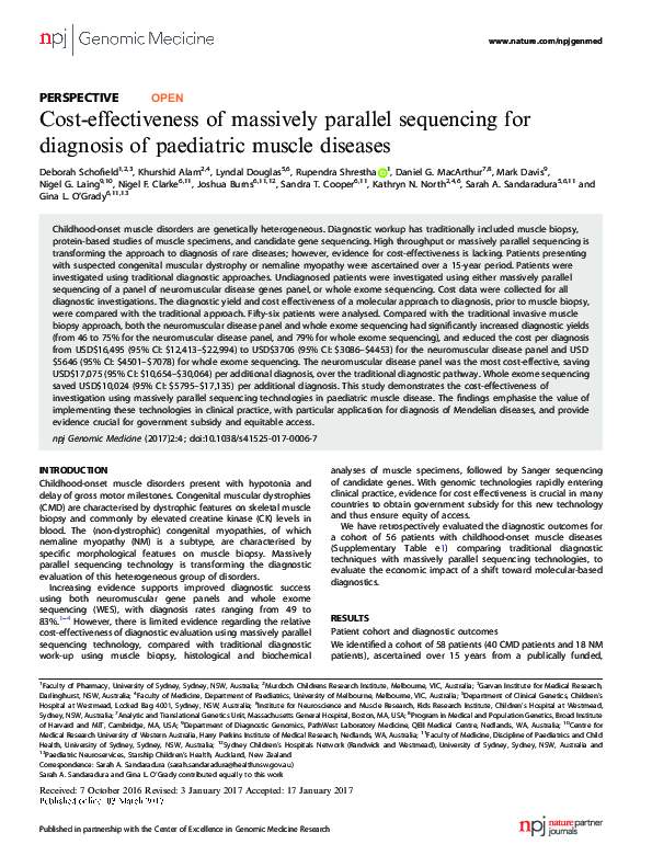 (PDF) Cost-effectiveness of massively parallel sequencing for diagnosis ...