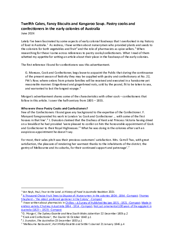 (PDF) Twelfth Cakes, Fancy Biscuits and Kangaroo Soup. Pastry cooks and ...