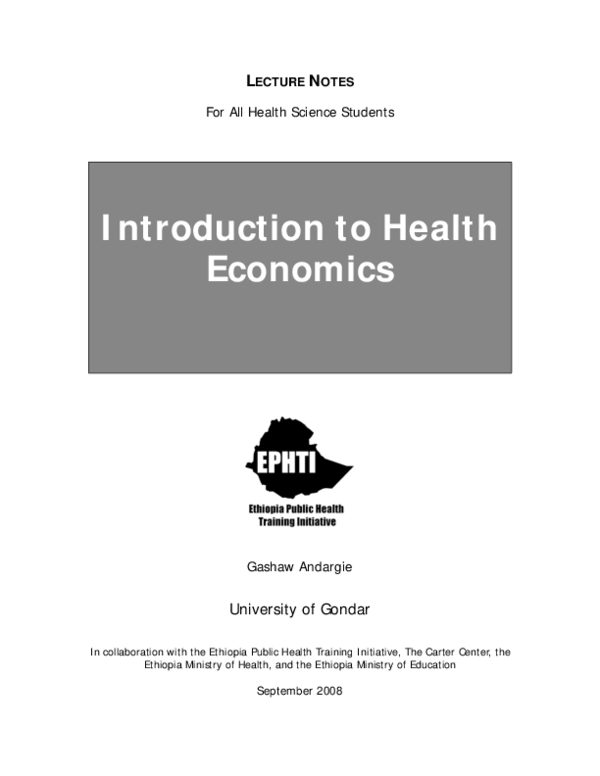 (PDF) Introduction to Health Economics