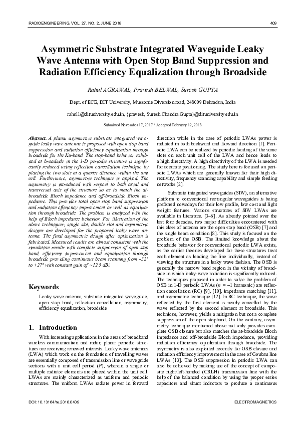 (PDF) Asymmetric Substrate Integrated Waveguide Leaky Wave Antenna with ...