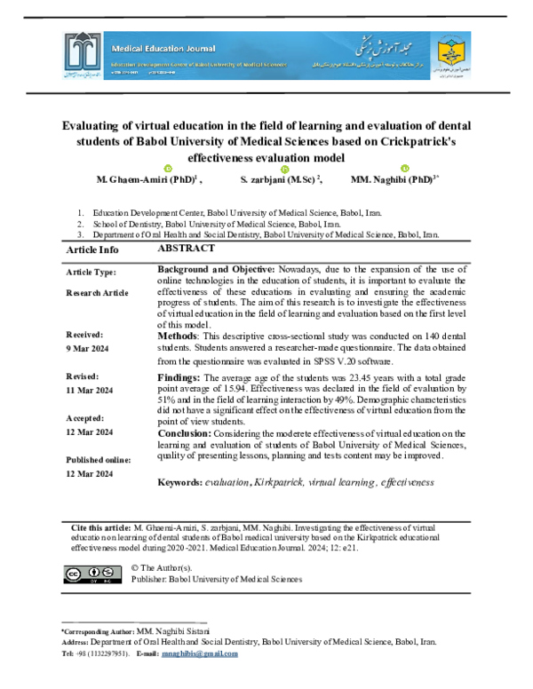(PDF) Evaluating of virtual education in the field of learning and ...