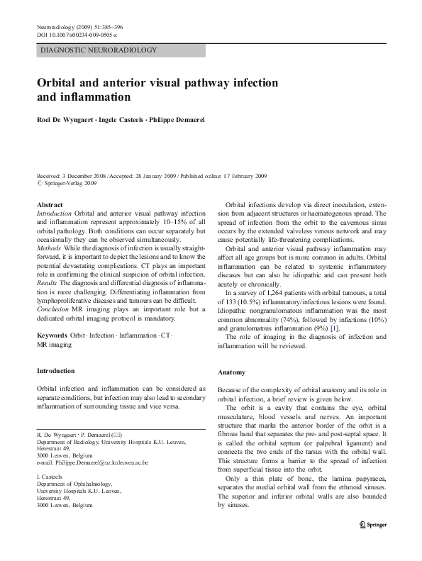 (PDF) Orbital and anterior visual pathway infection and inflammation