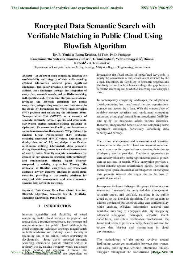 (PDF) Encrypted Data Semantic Search with Verifiable Matching in Public Cloud Using Blowfish ...