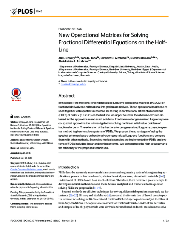 (PDF) New Operational Matrices for Solving Fractional Differential ...