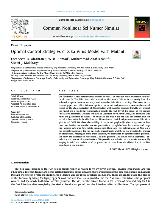 (PDF) Optimal Control Strategies of Zika Virus Model with Mutant