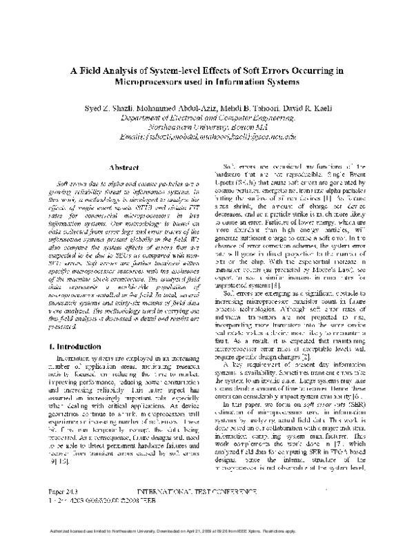 (PDF) A Field Analysis of System-level Effects of Soft Errors Occurring ...