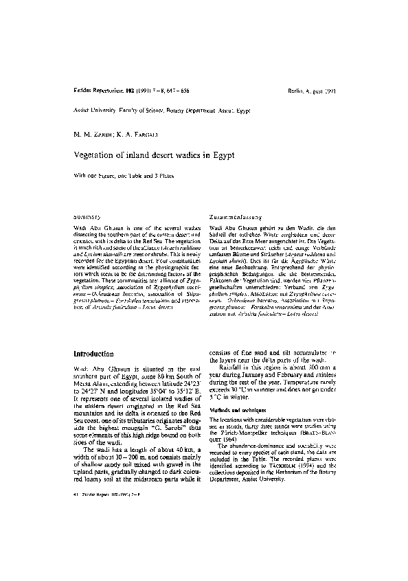 (PDF) Vegetation of inland desert wadies in Egypt | Momen Zareh ...