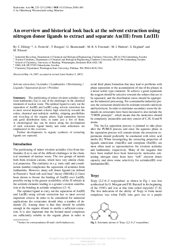 (PDF) An overview and historical look back at the solvent extraction ...