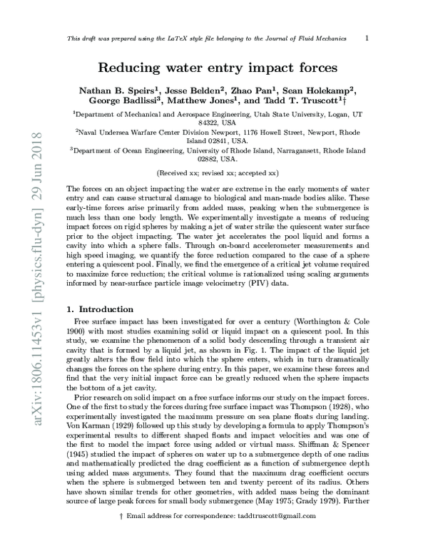 (PDF) Reducing water entry impact forces