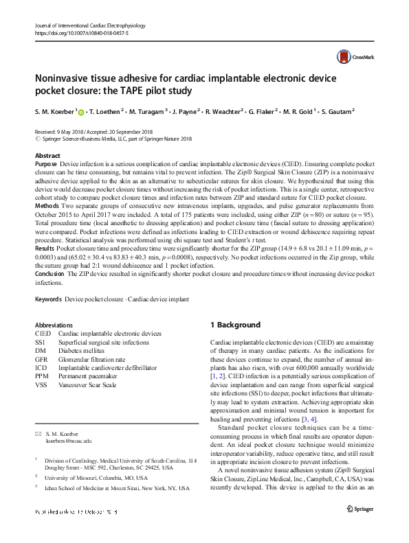 (PDF) Noninvasive tissue adhesive for cardiac implantable electronic ...