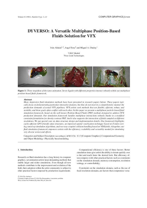 (PDF) DYVERSO: A Versatile Multi‐Phase Position‐Based Fluids Solution for VFX