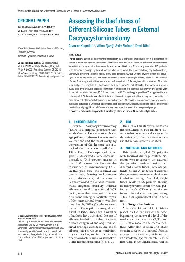 (PDF) Assessing the Usefulness of Different Silicone Tubes in External ...