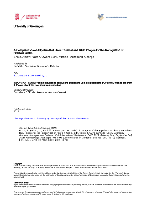 (PDF) A Computer Vision Pipeline that Uses Thermal and RGB Images for ...