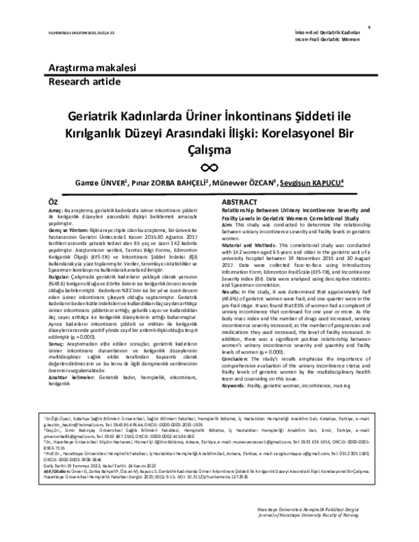 (PDF) Relationship Between Urinary Incontinence Severity and Frailty ...