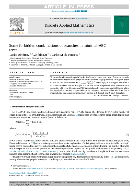 (PDF) Some forbidden combinations of branches in minimal-ABC trees