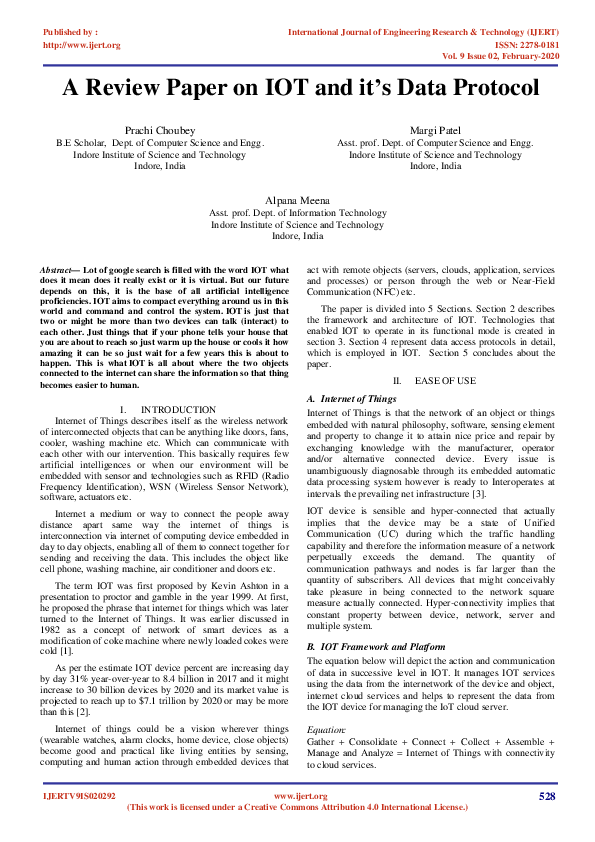 (PDF) A Review Paper on IOT and it’s Data Protocol