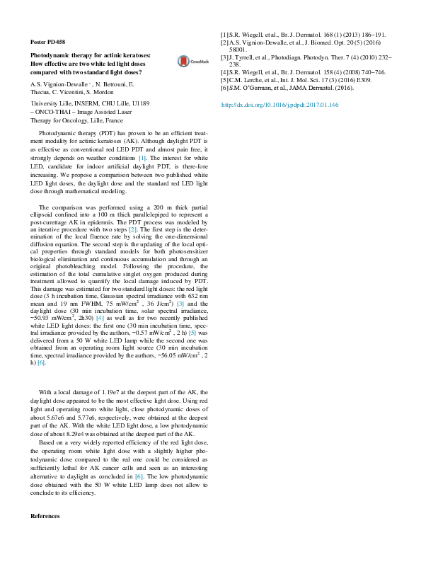 (PDF) Photodynamic therapy for actinic keratoses: How effective are two ...