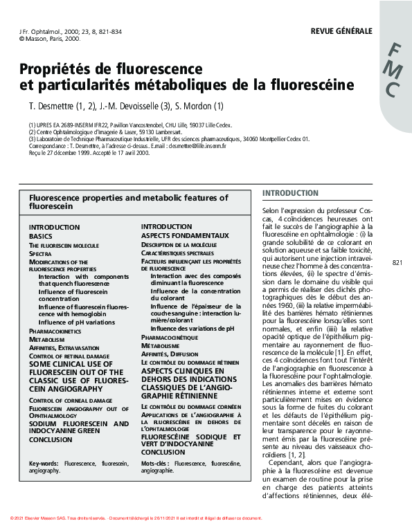(PDF) Propriétés de fluorescence et particularités métaboliques de la ...