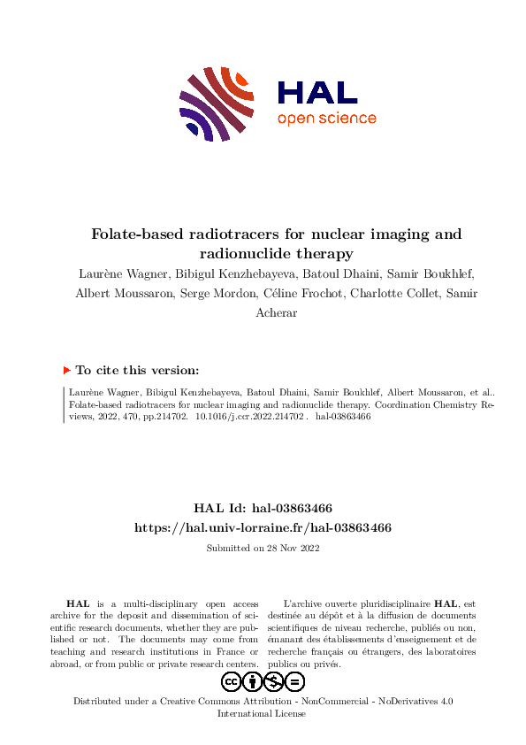 (PDF) Folate-based radiotracers for nuclear imaging and radionuclide ...