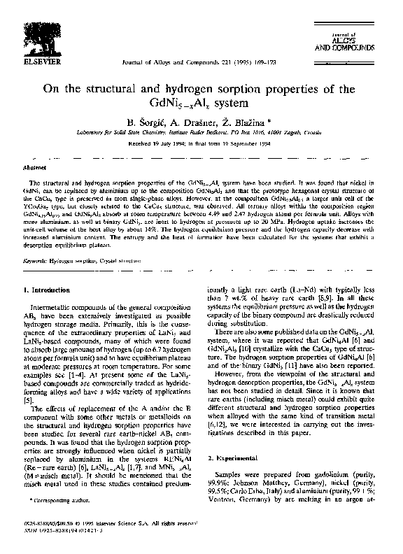 (PDF) On the structural and hydrogen sorption properties of the GdNi5 − ...