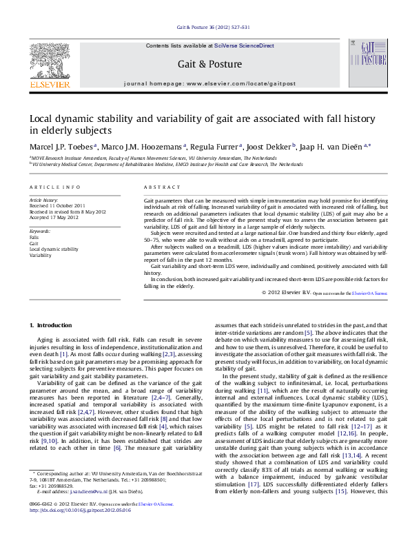 (PDF) Local dynamic stability and variability of gait are associated ...