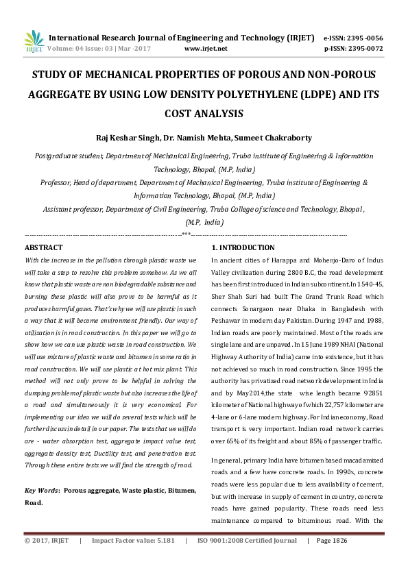 (PDF) Study of Mechanical Properties of Porous and Non-Porous Aggregate ...