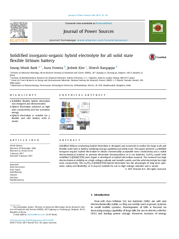 (PDF) Solidified inorganic-organic hybrid electrolyte for all solid ...