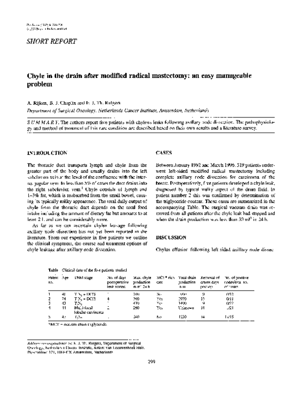 (PDF) Chyle in the drain after modified radical mastectomy: an easy ...