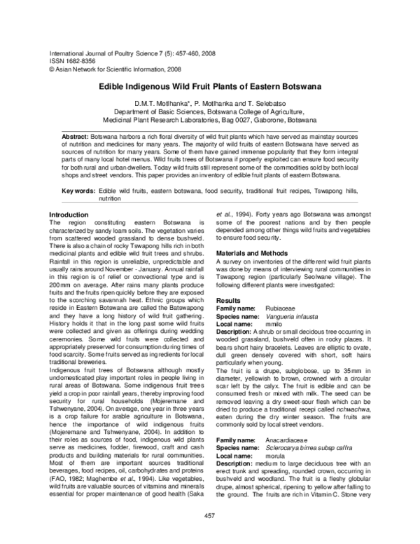 (PDF) Edible Indigenous Wild Fruit Plants of Eastern Botswana