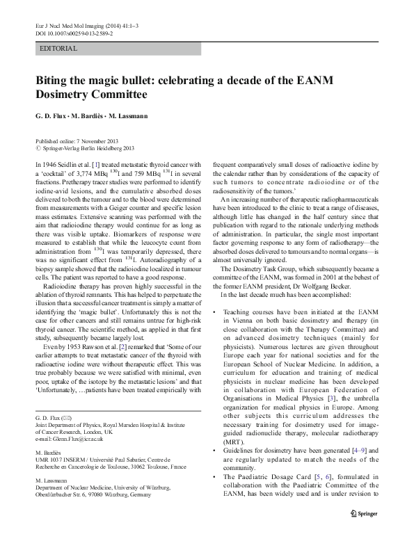 (PDF) Biting the magic bullet: celebrating a decade of the EANM ...