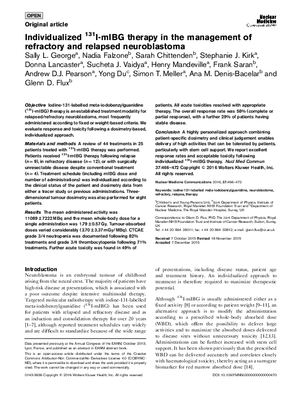 (PDF) Individualized 131I-mIBG therapy in the management of refractory ...
