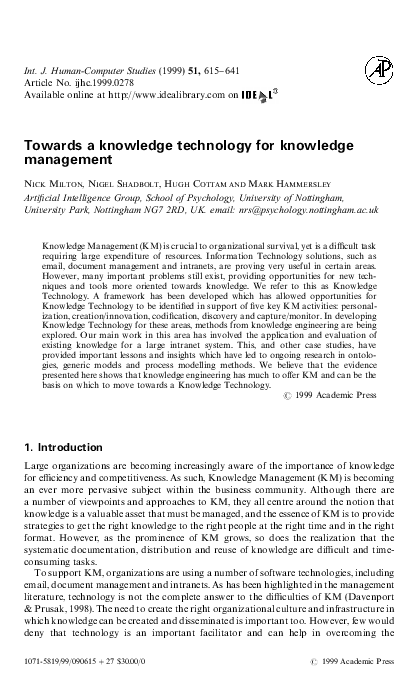 (PDF) Towards a knowledge technology for knowledge management