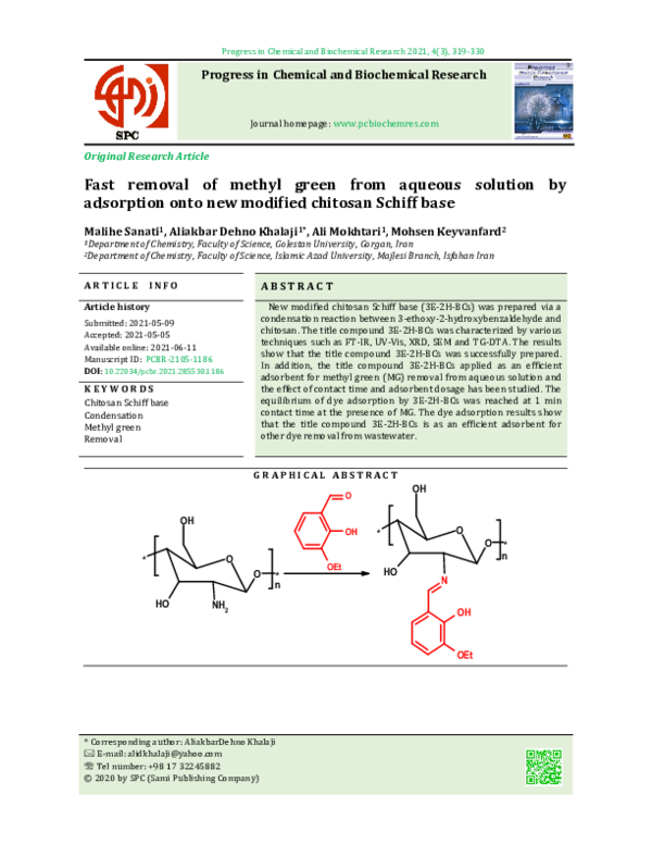 (PDF) Fast removal of methyl green from aqueous solution by adsorption ...