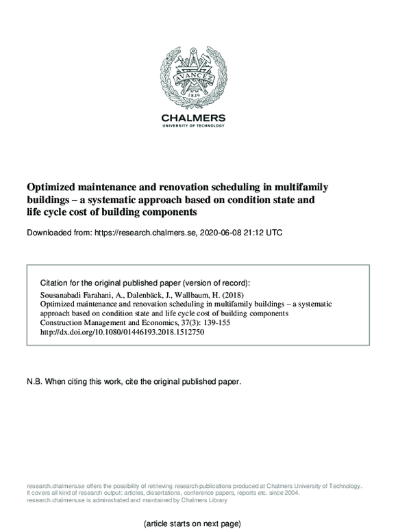 (PDF) Optimized maintenance and renovation scheduling in multifamily ...