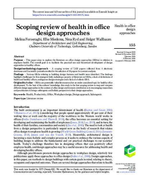 (PDF) Scoping review of health in office design approaches