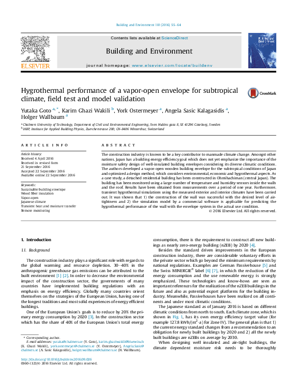 (PDF) Hygrothermal performance of a vapor-open envelope for subtropical ...
