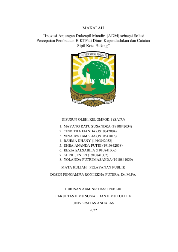 (PDF) Inovasi Anjungan Dukcapil Mandiri (ADM) sebagai Solusi Percepatan ...