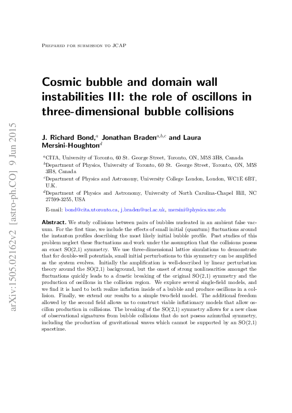 (PDF) Cosmic bubble and domain wall instabilities III: the role of ...