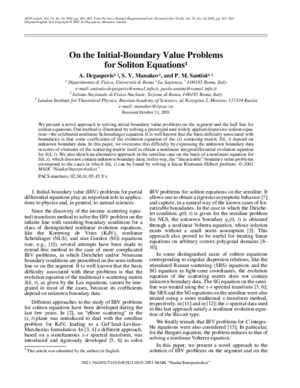 Pdf On The Initial Boundary Value Problems For Soliton Equations