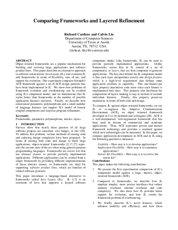 (PDF) Comparing frameworks and layered refinement